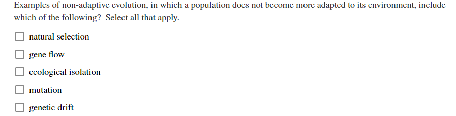 Solved Examples of non-adaptive evolution, in which a | Chegg.com
