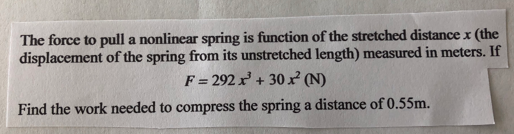 Solved The force to pull a nonlinear spring is function of | Chegg.com