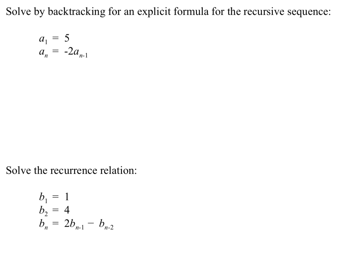 Solved Solve by backtracking for an explicit formula for the | Chegg.com