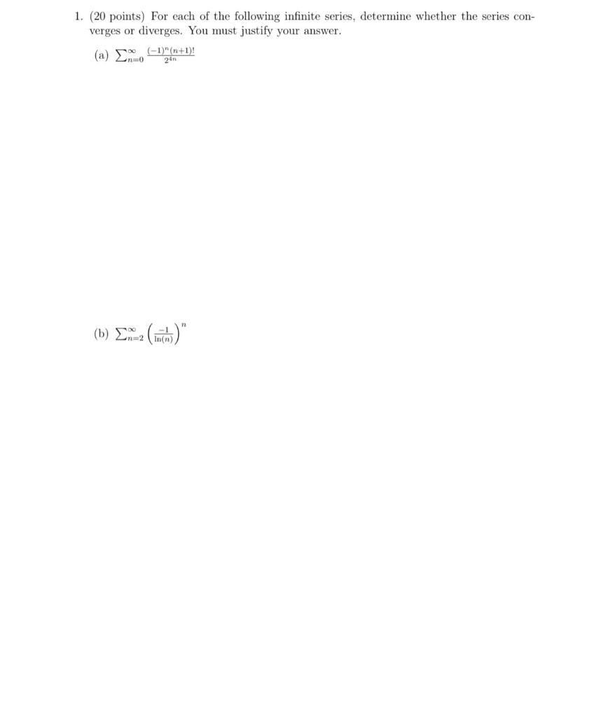 Solved 1. ( 20 points) For each of the following infinite | Chegg.com