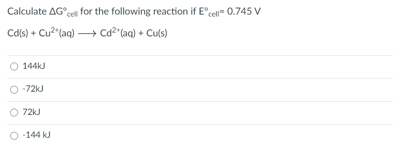 Solved Calculate AG cell for the following reaction if Ecell | Chegg.com