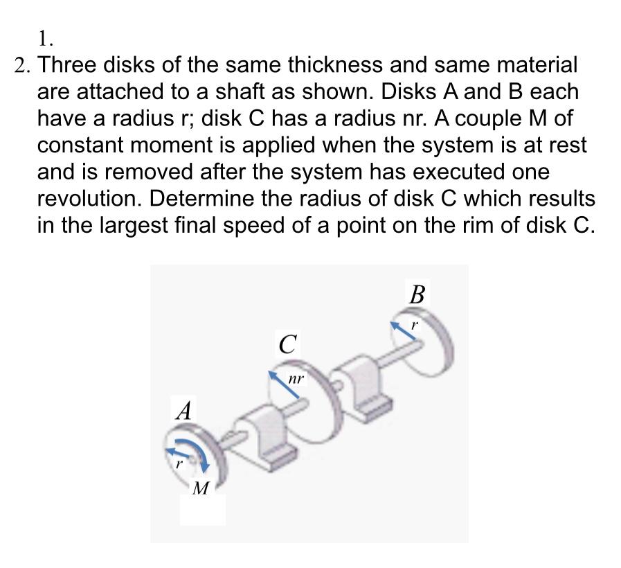 Solved 1. 2. Three disks of the same thickness and same | Chegg.com