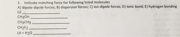 Solved Indicate matching force for following listed | Chegg.com