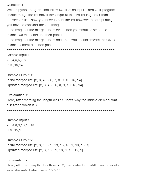 Solved Question 1 Write A Python Program That Takes Two 