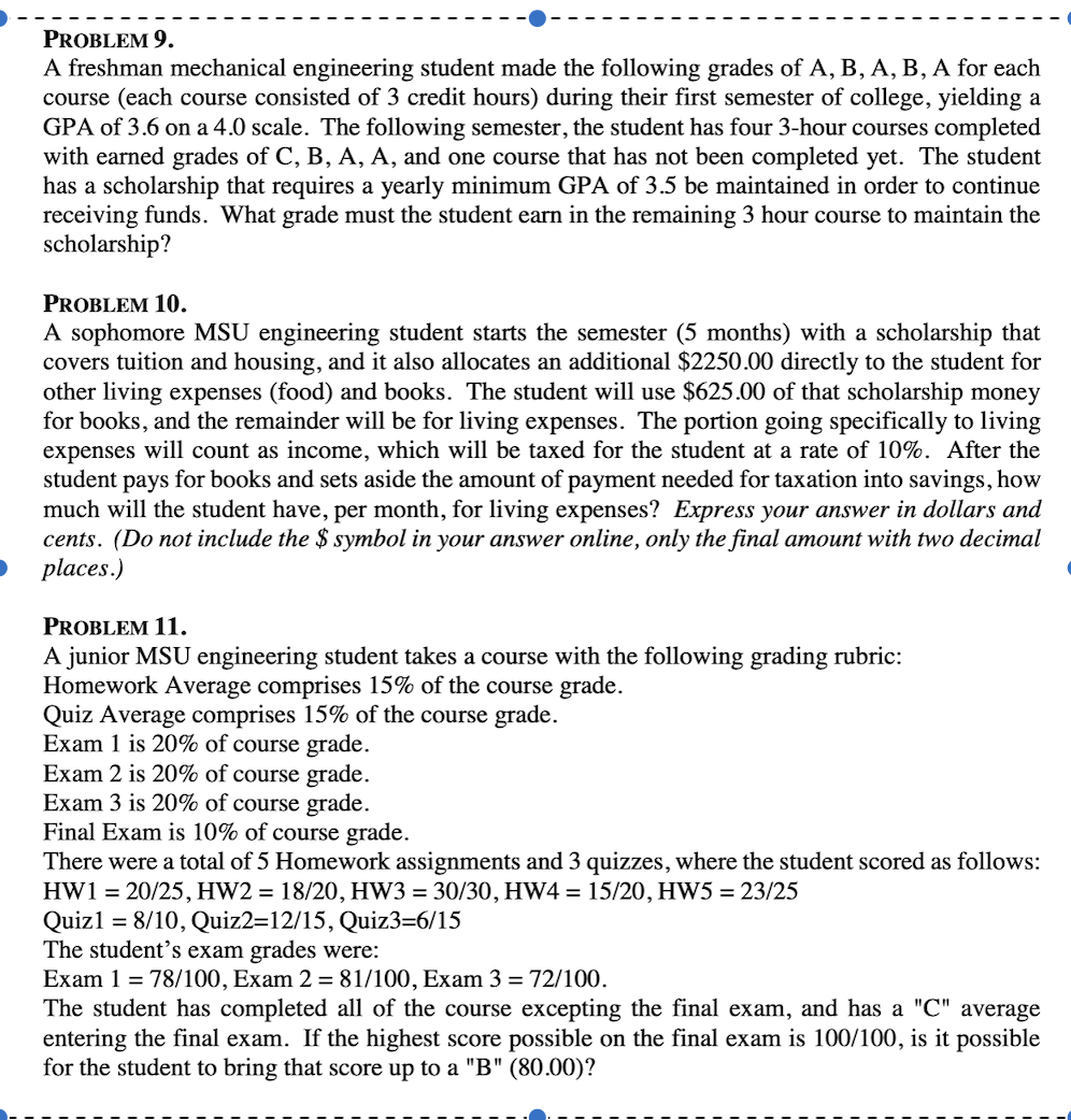 Solved PROBLEM 9. A freshman mechanical engineering student | Chegg.com