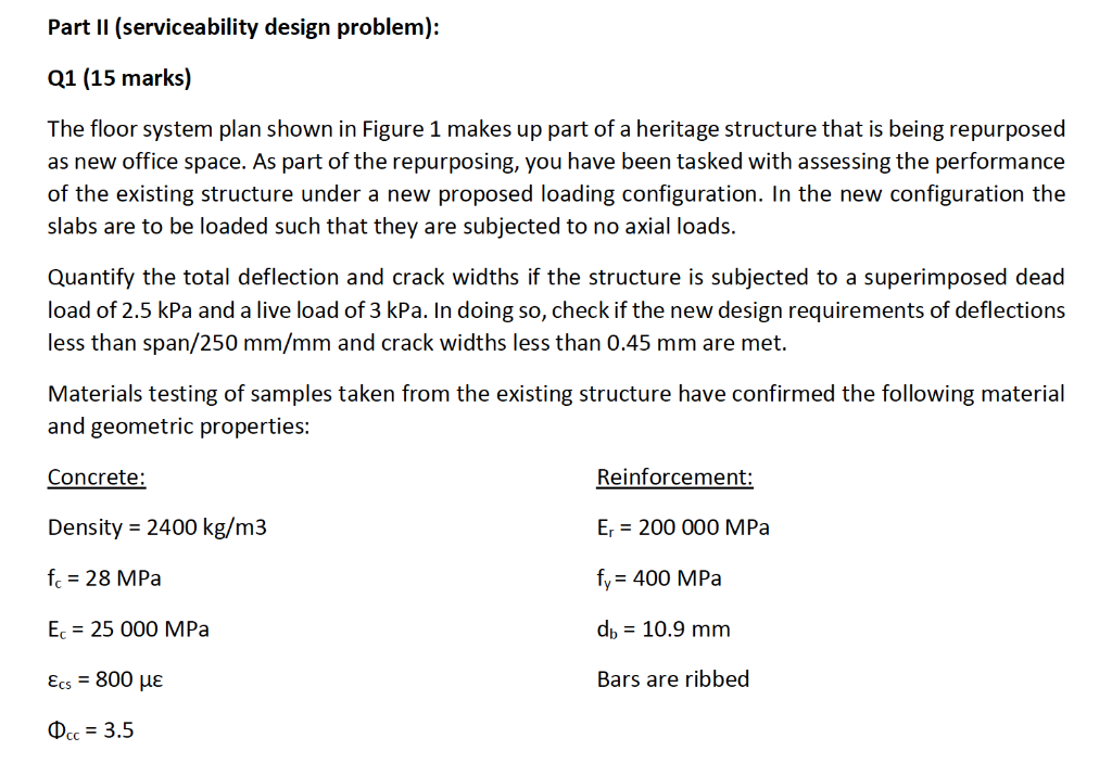 Solved Part II (serviceability design problem): Q1 (15 | Chegg.com