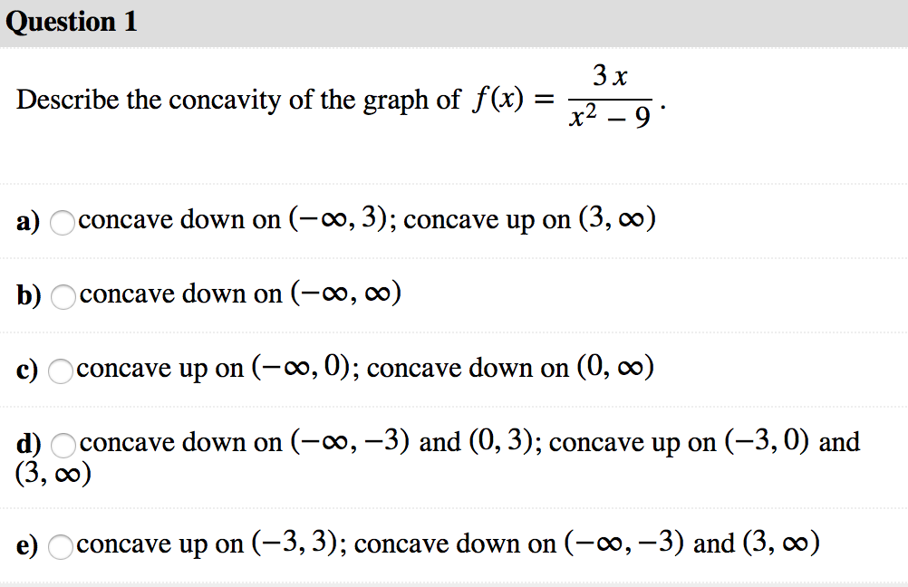 Solved Question 1 Describe the concavity of the graph of | Chegg.com