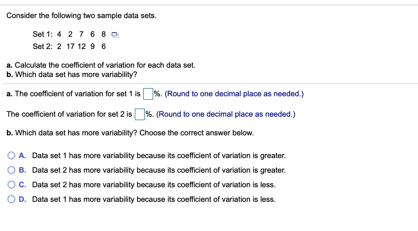 Solved Consider the following two sample data sets. Set 1: 4 | Chegg.com