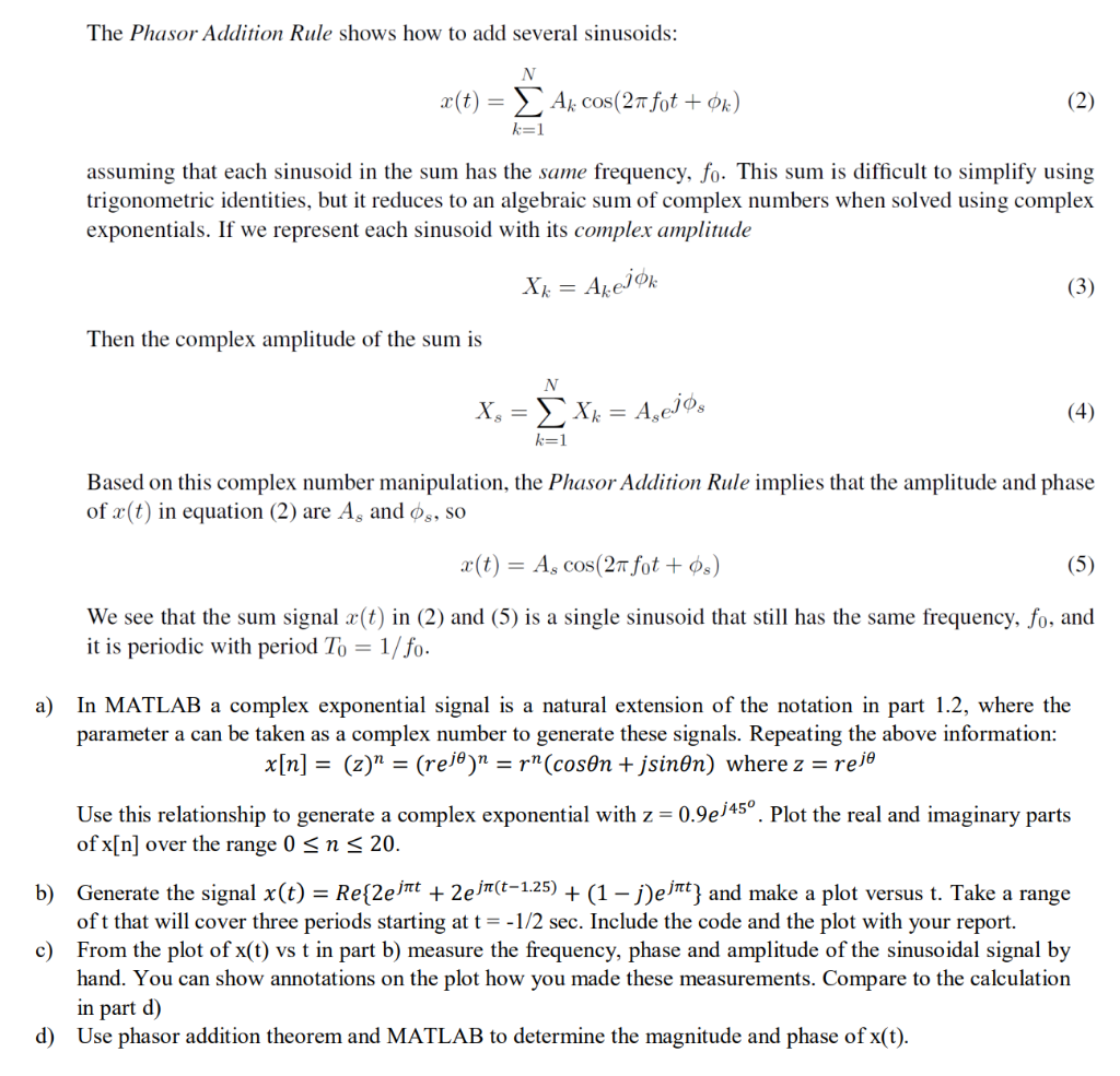 The Phasor Addition Rule shows how to add several | Chegg.com