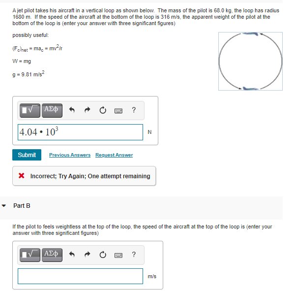 Solved A jet pilot takes his aircraft in a vertical loop as | Chegg.com