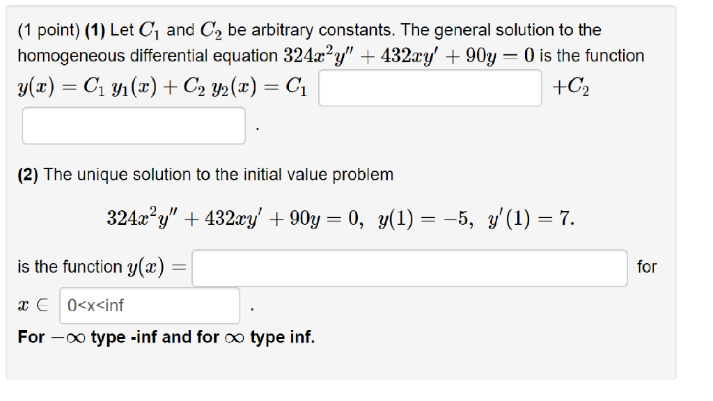 Solved (1 point) (1) Let C, and C2 be arbitrary constants. | Chegg.com