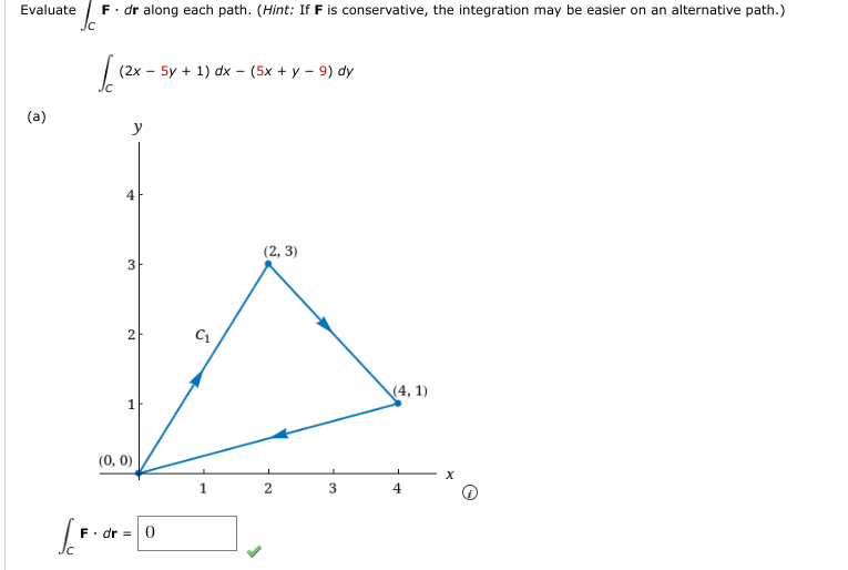 Solved (c) ∫CF⋅dr=Evaluate ∫CF⋅dr along each path. (Hint: If | Chegg.com
