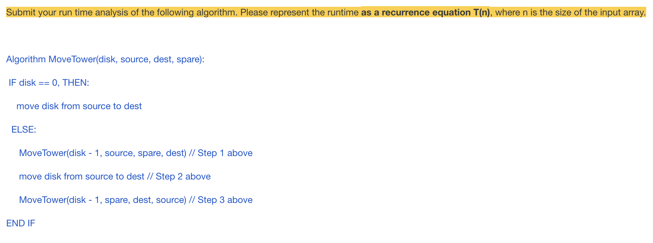 Solved Submit your run time analysis of the following | Chegg.com