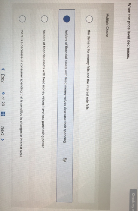 Solved Check My W When The Price Level Decreases Multiple Chegg