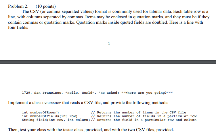 Solved Problem 2. (10 points) The CSV (or comma-separated | Chegg.com