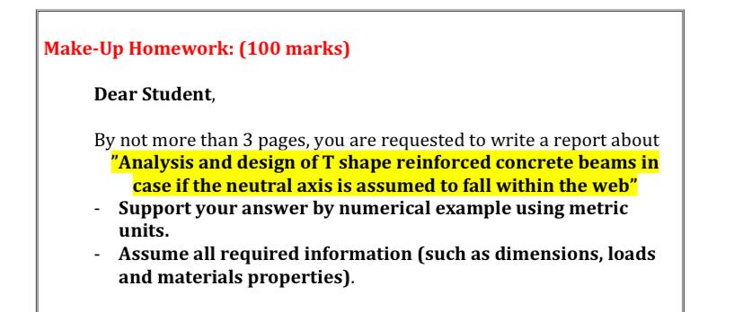 Solved Make-Up Homework: (100 marks) Dear Student, By not | Chegg.com
