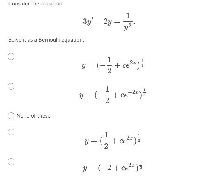 Solved Consider the equation 3y' – 2y 1 y2 Solve it as a | Chegg.com