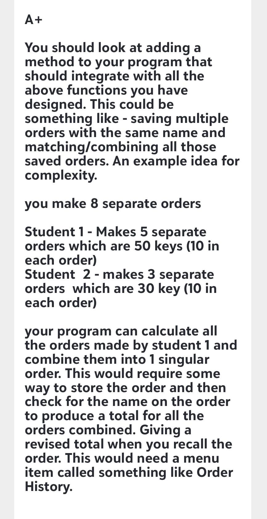 A+ You should look at adding a method to your program | Chegg.com