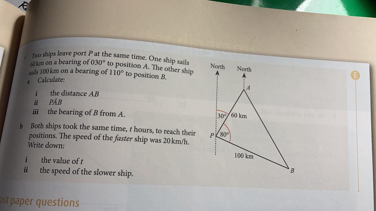 Solved E Two ships leave port P at the same time. One ship | Chegg.com