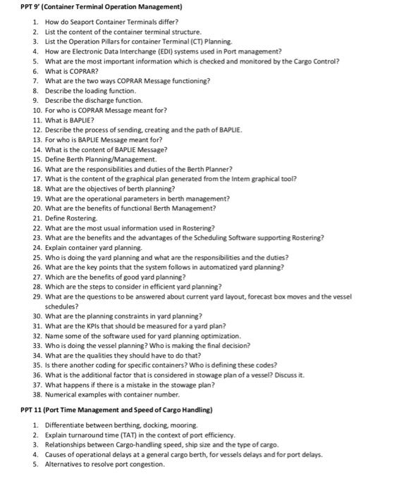 Solved Ppt 9 Container Terminal Operation Management 1