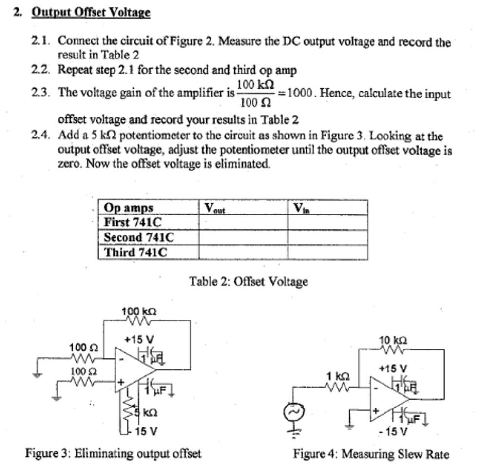 Solved 2. Output Offset Voltage 2.1. Connect the circuit of | Chegg.com
