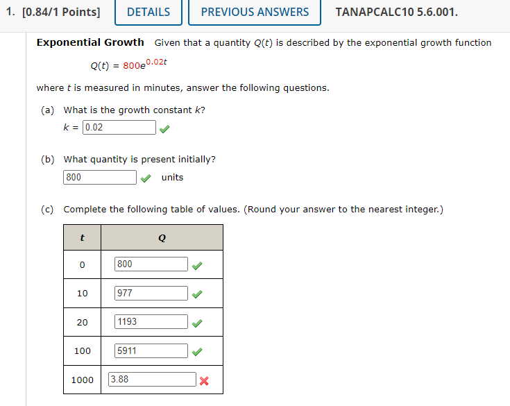 Solved Exponential Growth Given that a quantity Q(t) is | Chegg.com