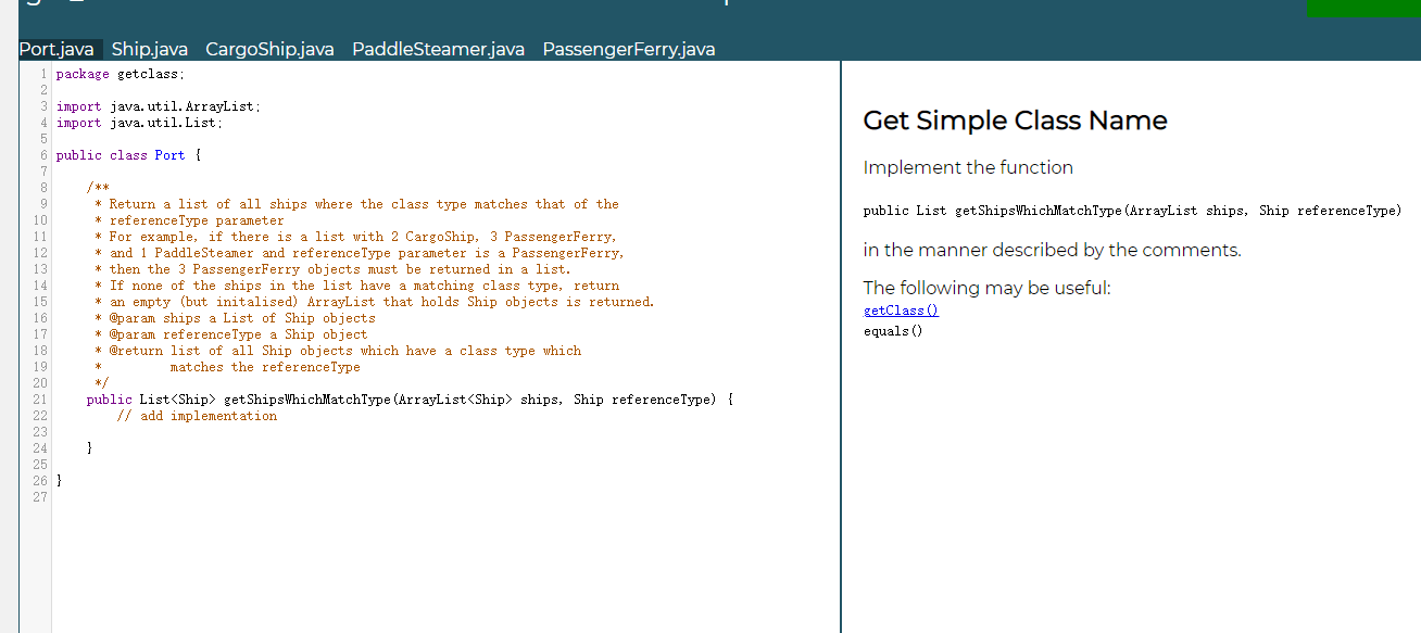 Solved Port.java Ship.java CargoShip.java PaddleSteamer.java | Chegg.com