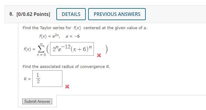 Solved Find the Taylor series for f(x) centered at the given | Chegg.com