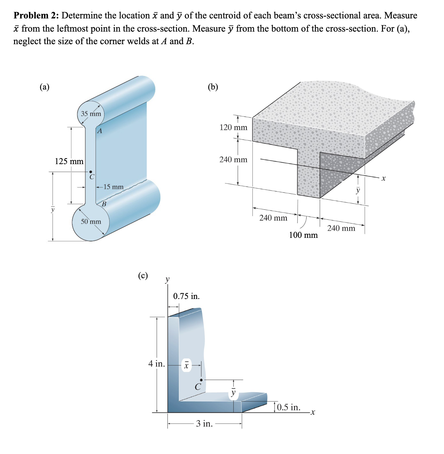 Solved Problem 2: Determine the location x‾ ﻿and ?bar (y) | Chegg.com