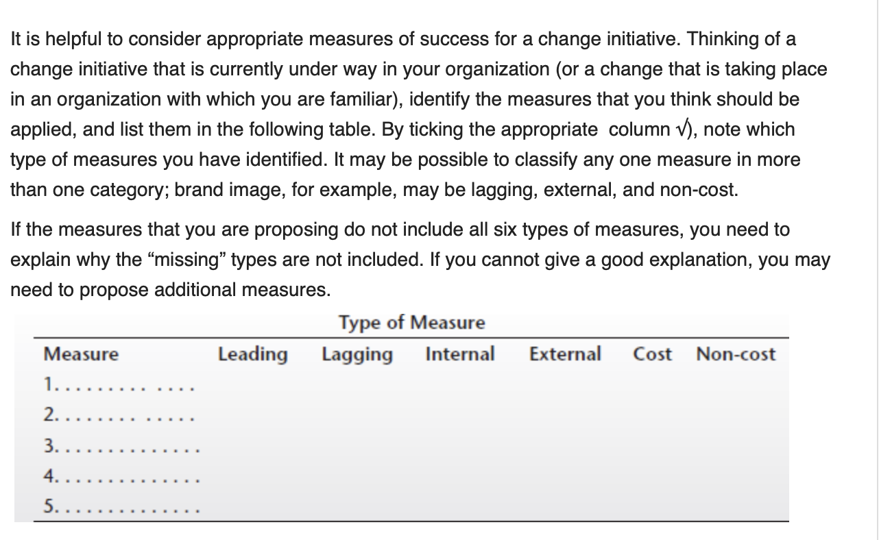 Solved It is helpful to consider appropriate measures of | Chegg.com
