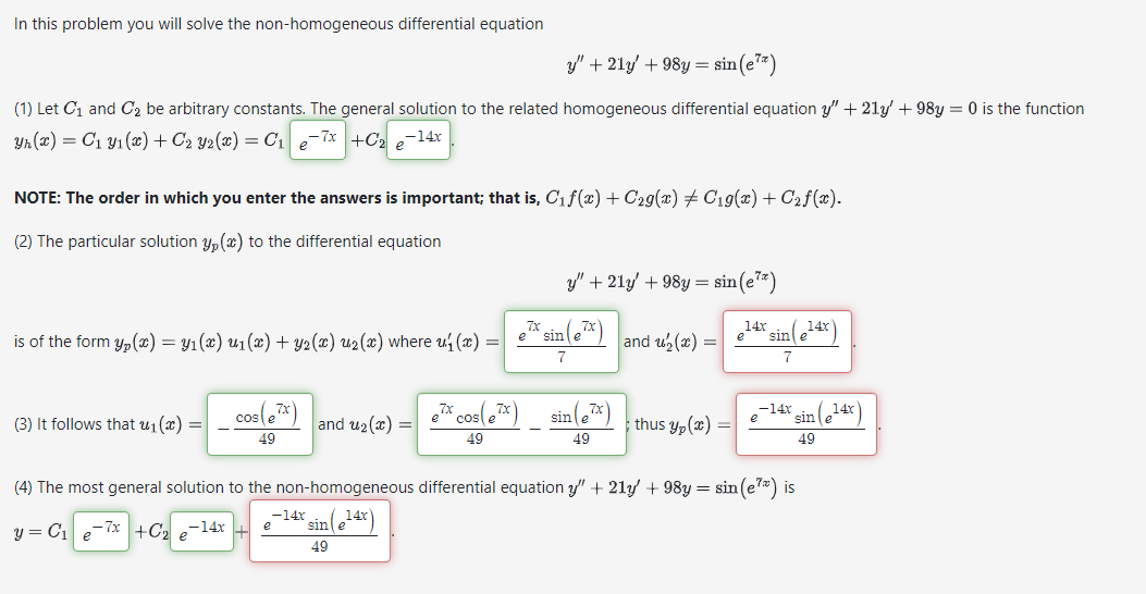 Solved In this problem you will solve the non-homogeneous | Chegg.com