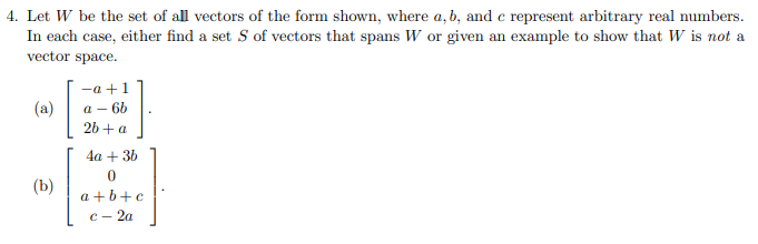 Solved Let W be the set of all vectors of the form shown, | Chegg.com