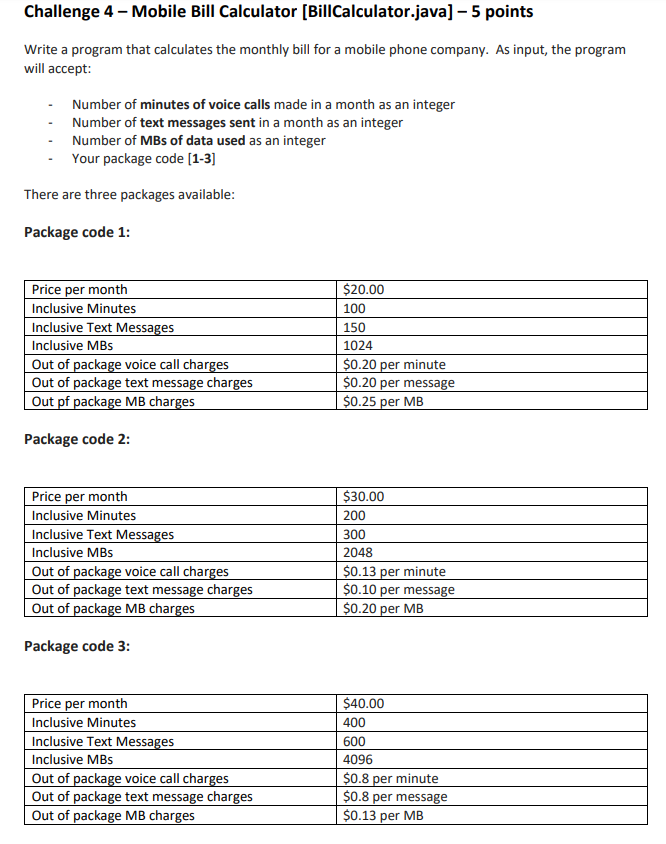 Solved Challenge 3 - Restaurant Bill Calculator | Chegg.com