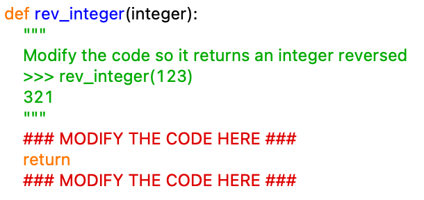 Solved def rev_integer(integer): Modify the code so it | Chegg.com
