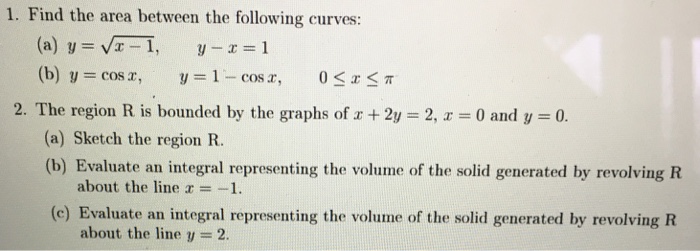 Solved Find the area between the following curves: y = | Chegg.com