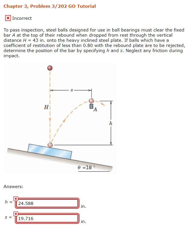 Solved Chapter 3, Problem 3/202 GO Tutorial X Incorrect To | Chegg.com