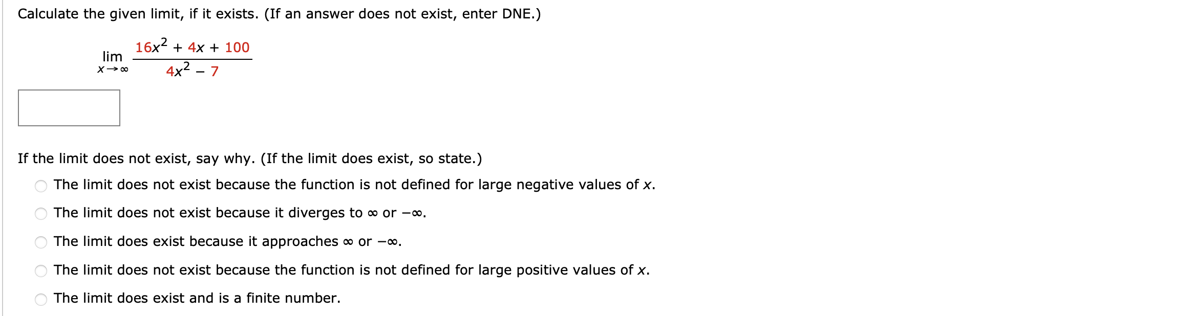 Solved Calculate the given limit, ﻿if it exists. (If an | Chegg.com