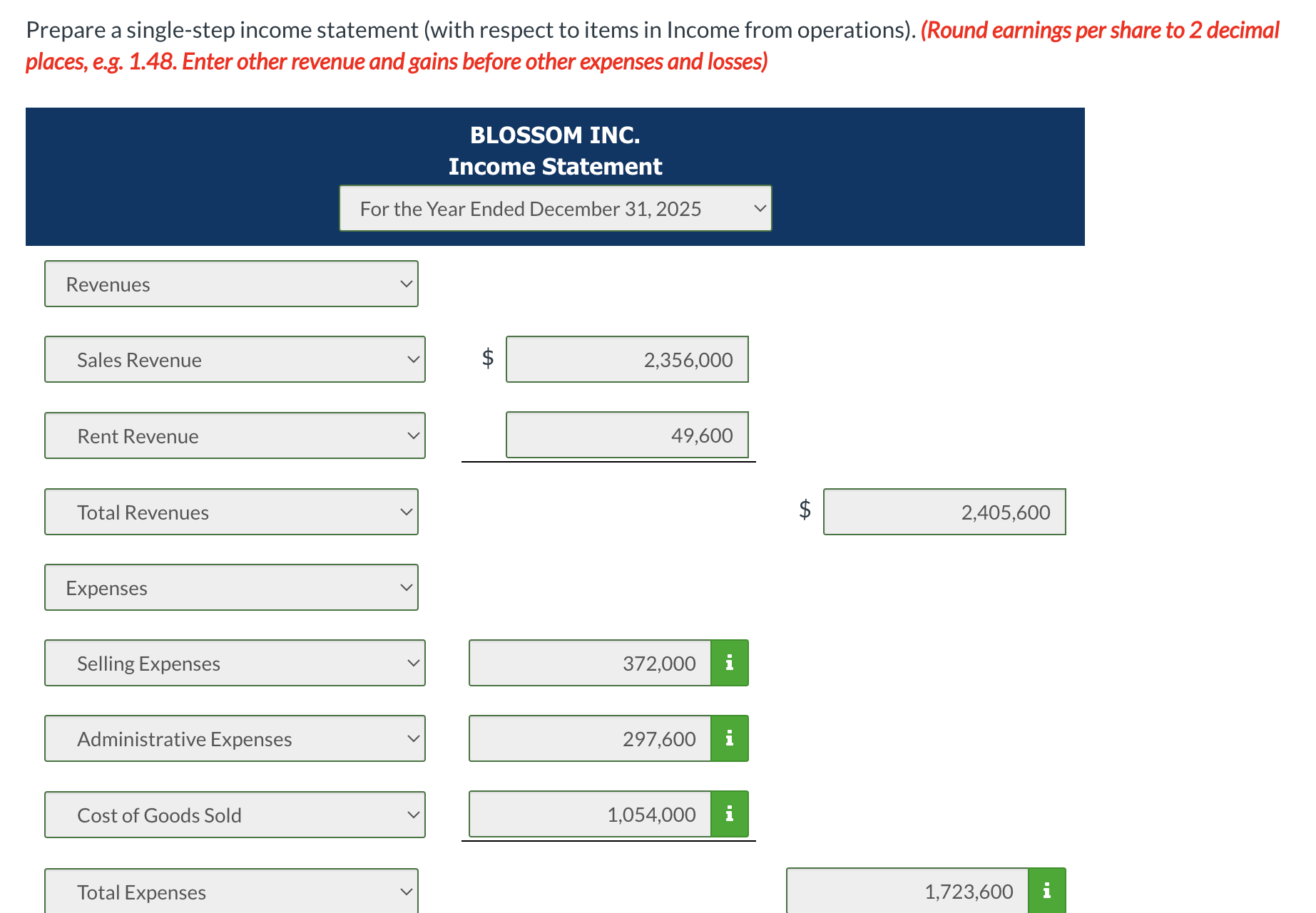Solved Total Expenses Income From Operations Income Tax