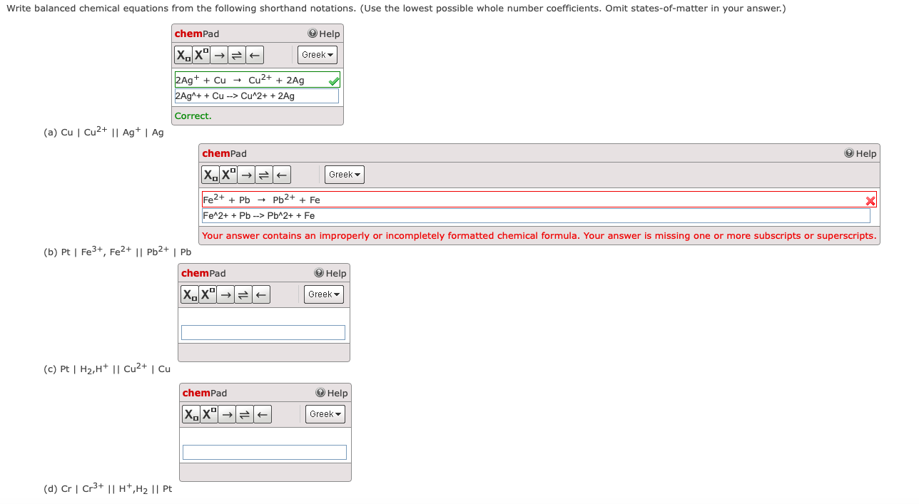 Solved Write balanced chemical equations from the following | Chegg.com