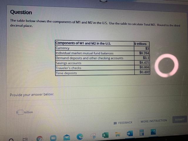 Solved Question The table below shows the components of M1 | Chegg.com