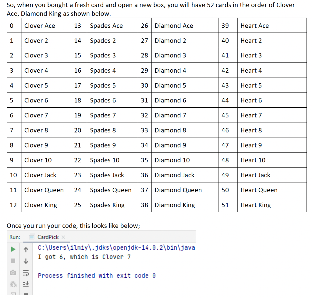 Solved 2. CardPick.java - You simulate picking one card from | Chegg.com