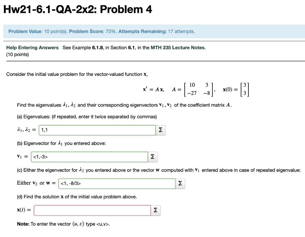 Solved Hw21-6.1-QA-2x2: Problem 4 Problem Value: 10 | Chegg.com