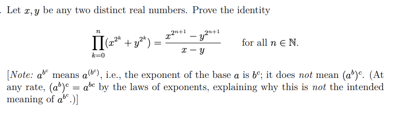 Solved Let x,y be any two distinct real numbers. Prove the | Chegg.com