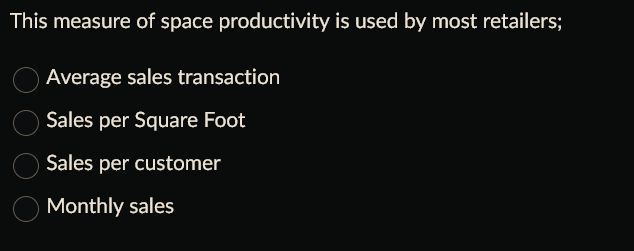 Solved This measure of space productivity is used by most | Chegg.com