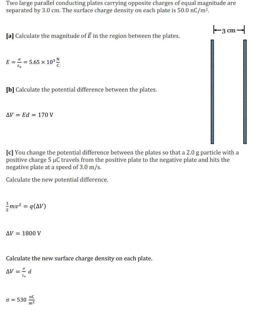 Solved Two large parallel conducting plates carrying | Chegg.com