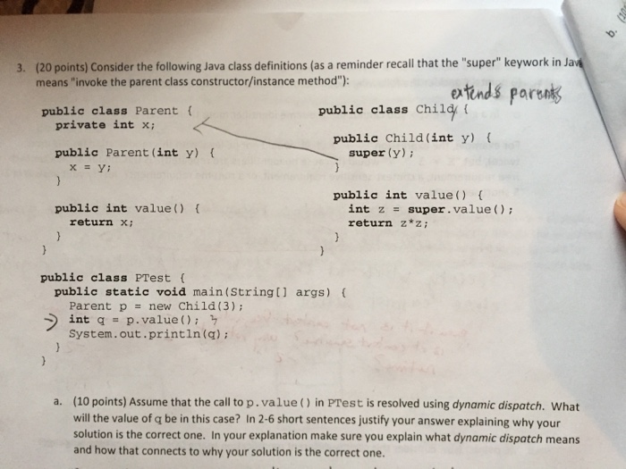 Solved Consider the following Java class definitions (as a | Chegg.com