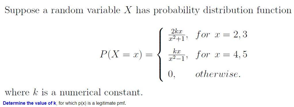 Solved Suppose a random variable X has probability | Chegg.com