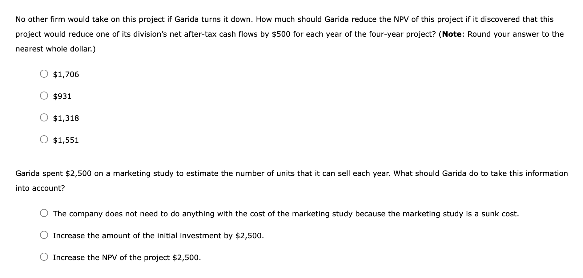 Solved No other firm would take on this project if Garida | Chegg.com