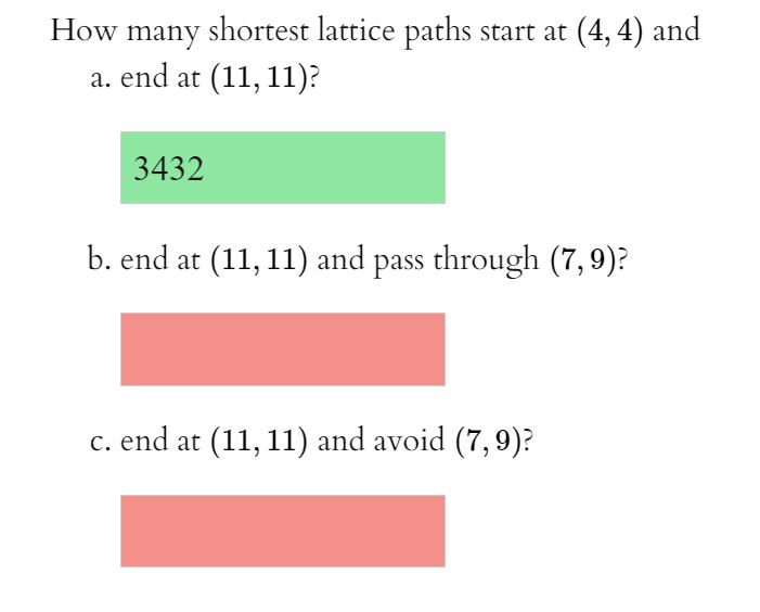 Solved How Many Shortest Lattice Paths Start At 4 4 And