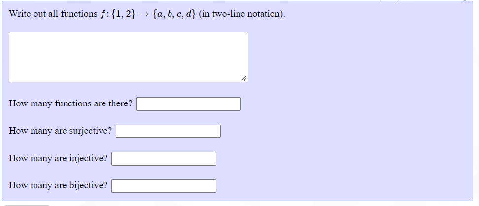 Solved Write Out All Functions F {1 2}→{a B C D} In